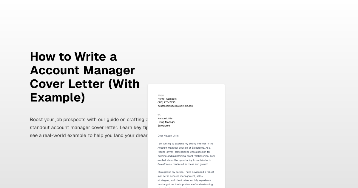 How to Write a Account Manager Cover Letter (With Example)