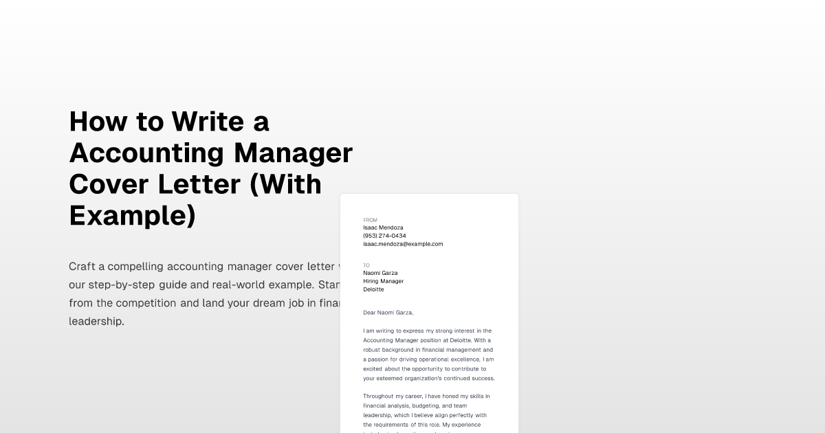 How to Write a Accounting Manager Cover Letter (With Example)