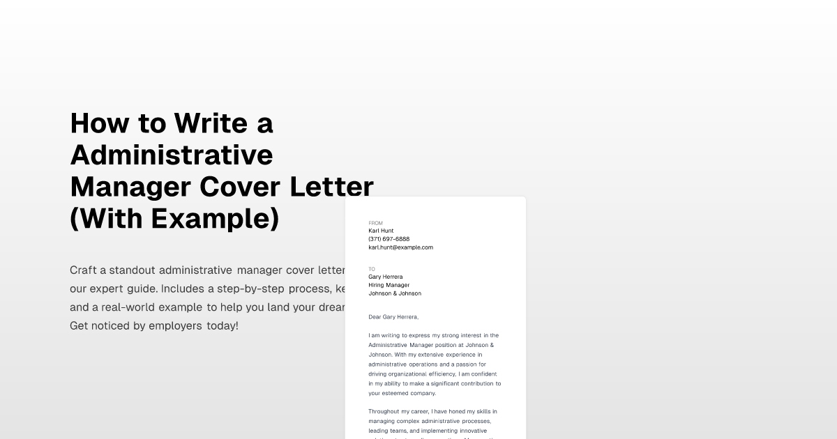How to Write a Administrative Manager Cover Letter (With Example)