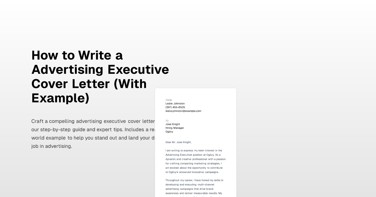 How to Write a Advertising Executive Cover Letter (With Example)