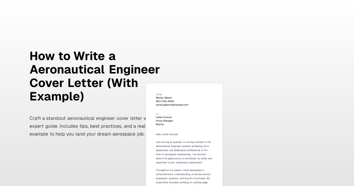 How to Write a Aeronautical Engineer Cover Letter (With Example)