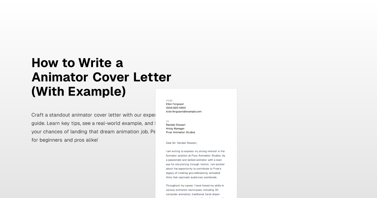 How to Write a Animator Cover Letter (With Example)