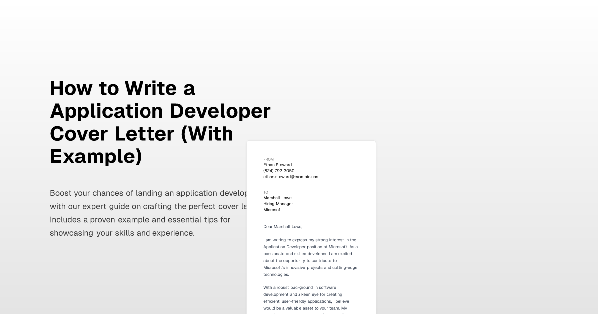 How to Write a Application Developer Cover Letter (With Example)