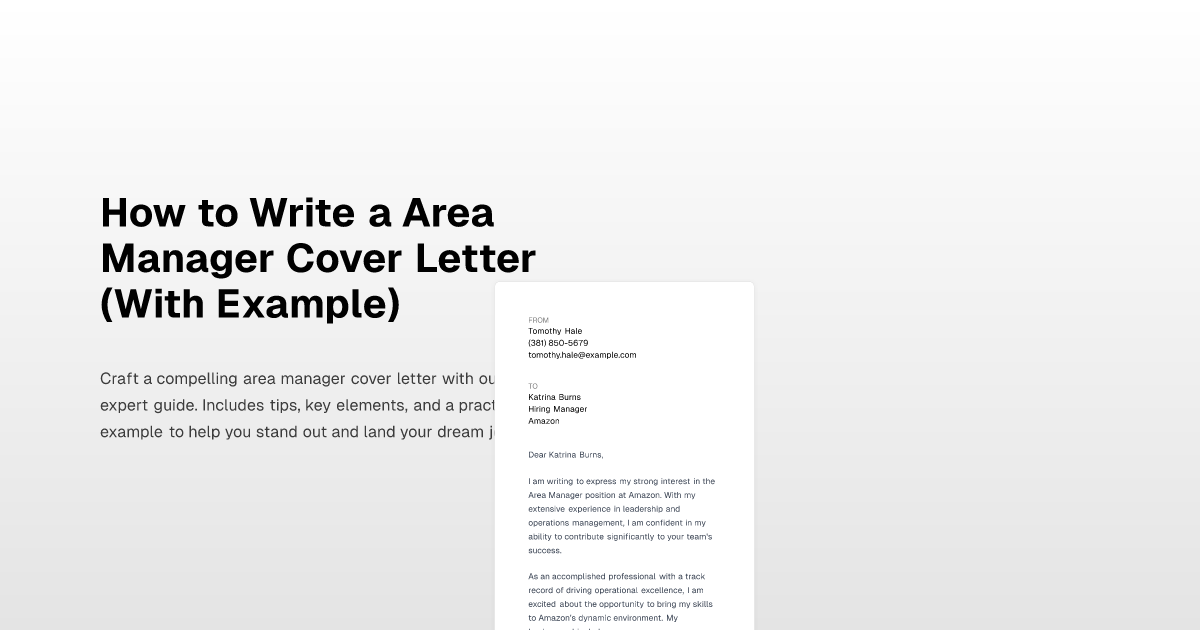 How to Write a Area Manager Cover Letter (With Example)