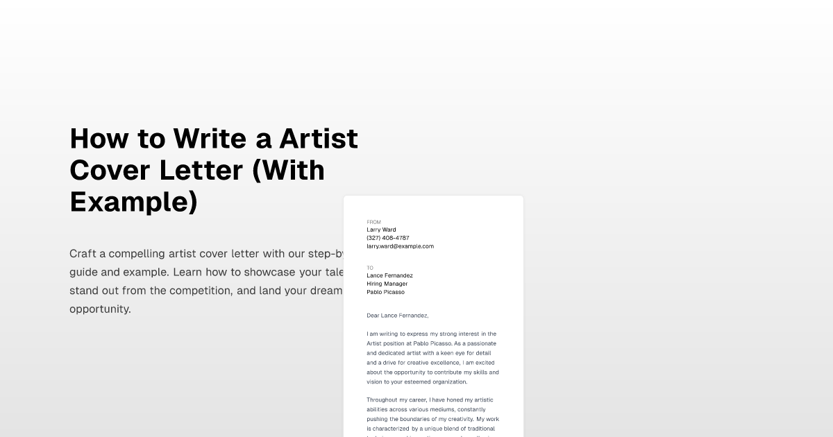 How to Write a Artist Cover Letter (With Example)