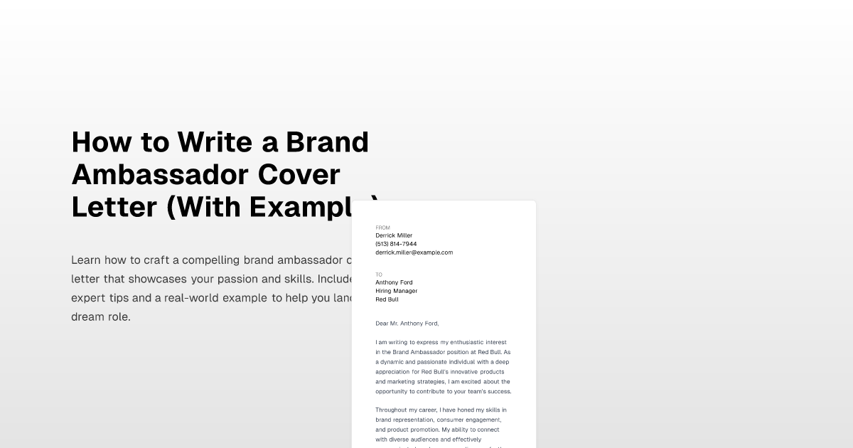 How to Write a Brand Ambassador Cover Letter (With Example)