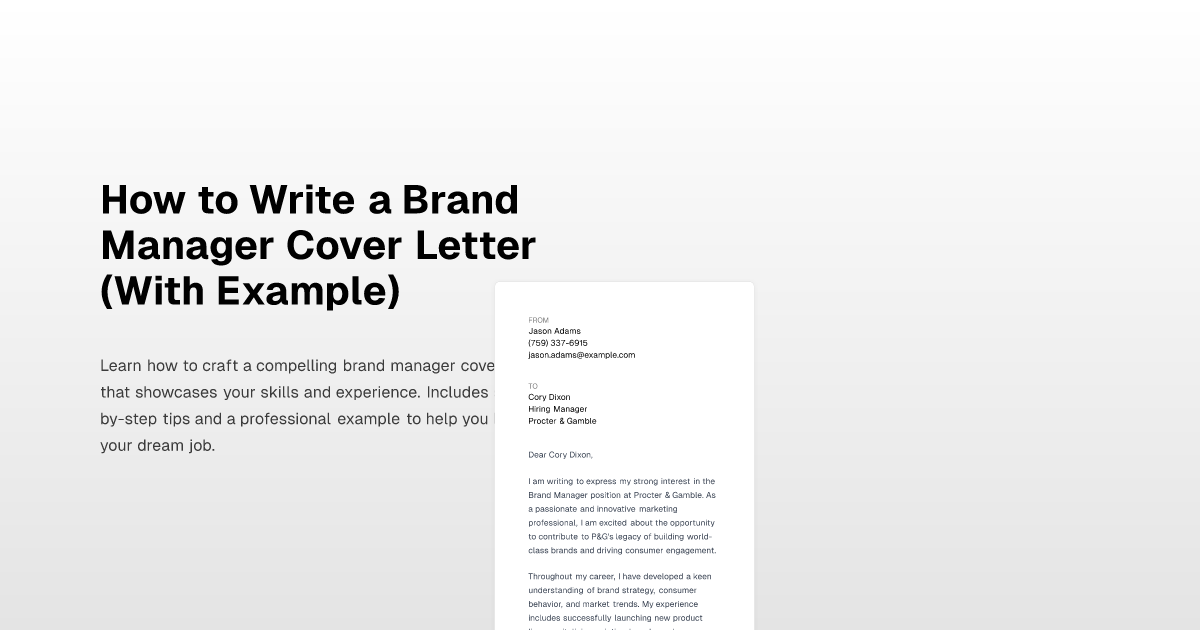 How to Write a Brand Manager Cover Letter (With Example)