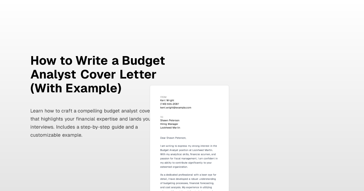 How to Write a Budget Analyst Cover Letter (With Example)