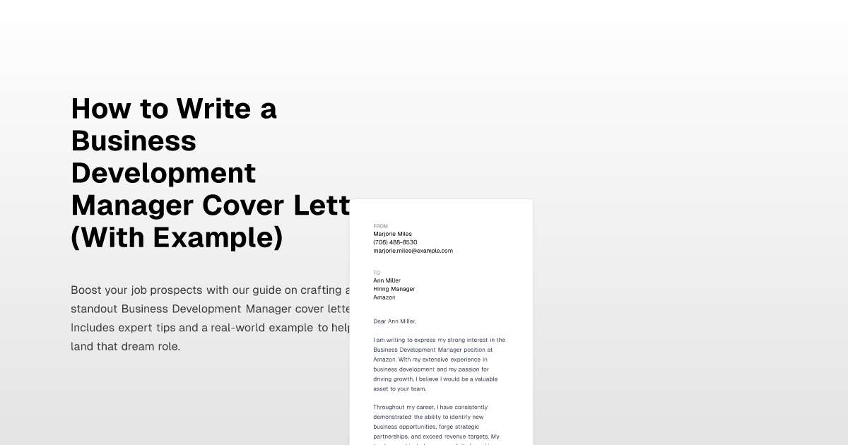 How to Write a Business Development Manager Cover Letter (With Example)