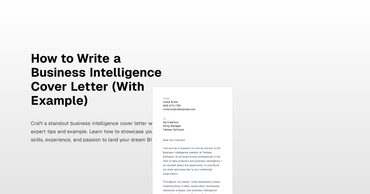 How to Write a Business Intelligence Cover Letter (With Example)