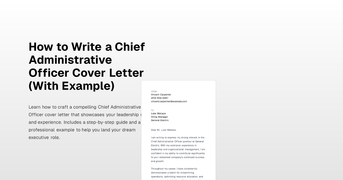 How to Write a Chief Administrative Officer Cover Letter (With Example)