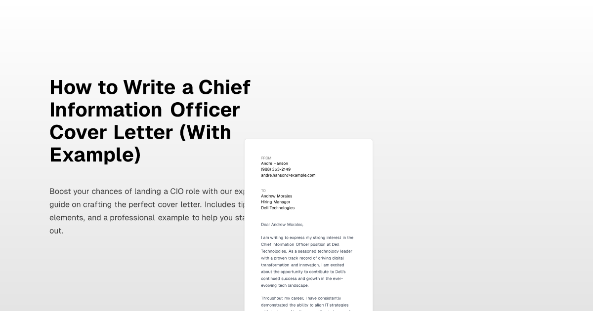 How to Write a Chief Information Officer Cover Letter (With Example)