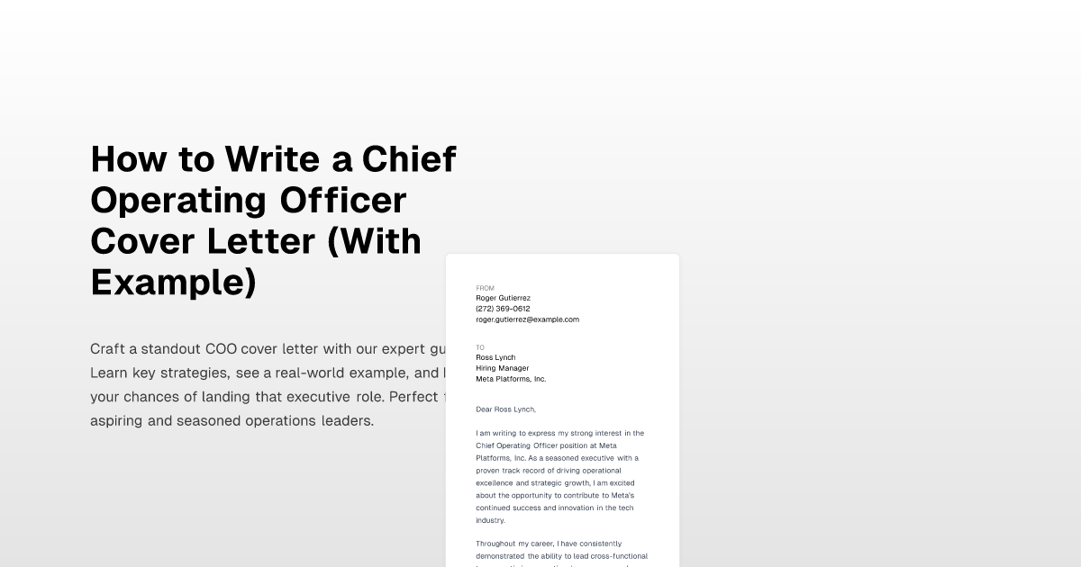 How to Write a Chief Operating Officer Cover Letter (With Example) How to Write a Chief Operating Officer Cover Letter (With Example)