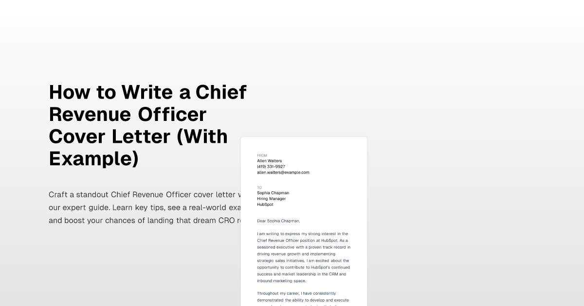 How to Write a Chief Revenue Officer Cover Letter (With Example)