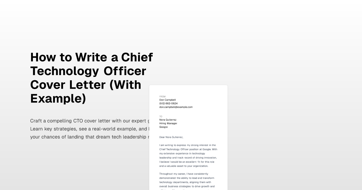 How to Write a Chief Technology Officer Cover Letter (With Example)