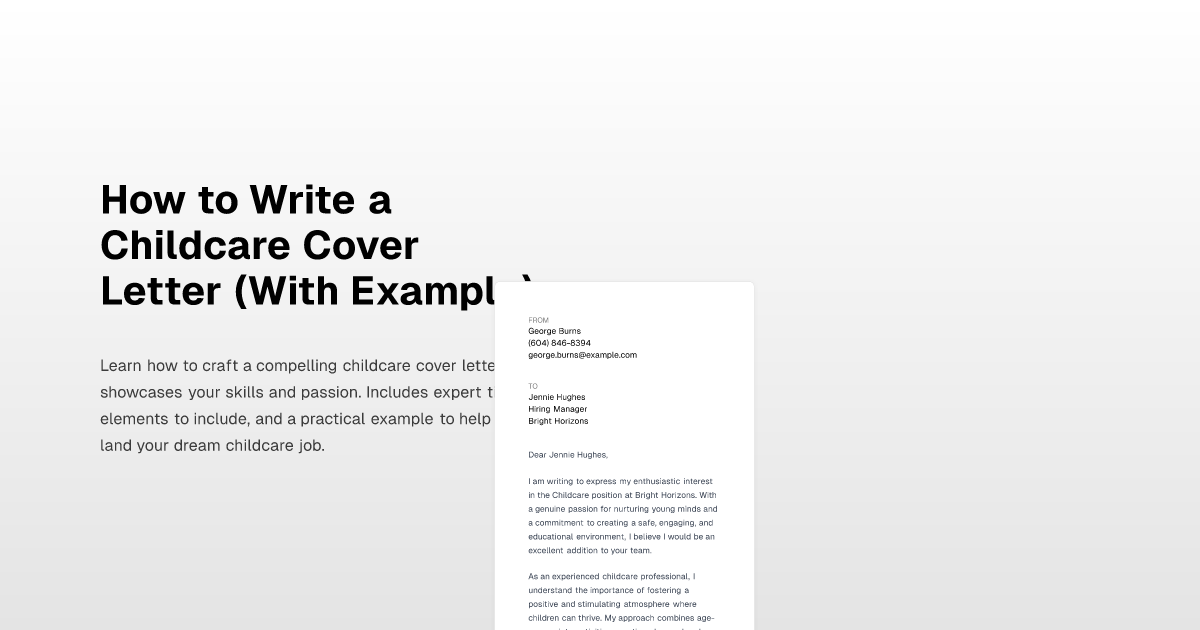 How to Write a Childcare Cover Letter (With Example)