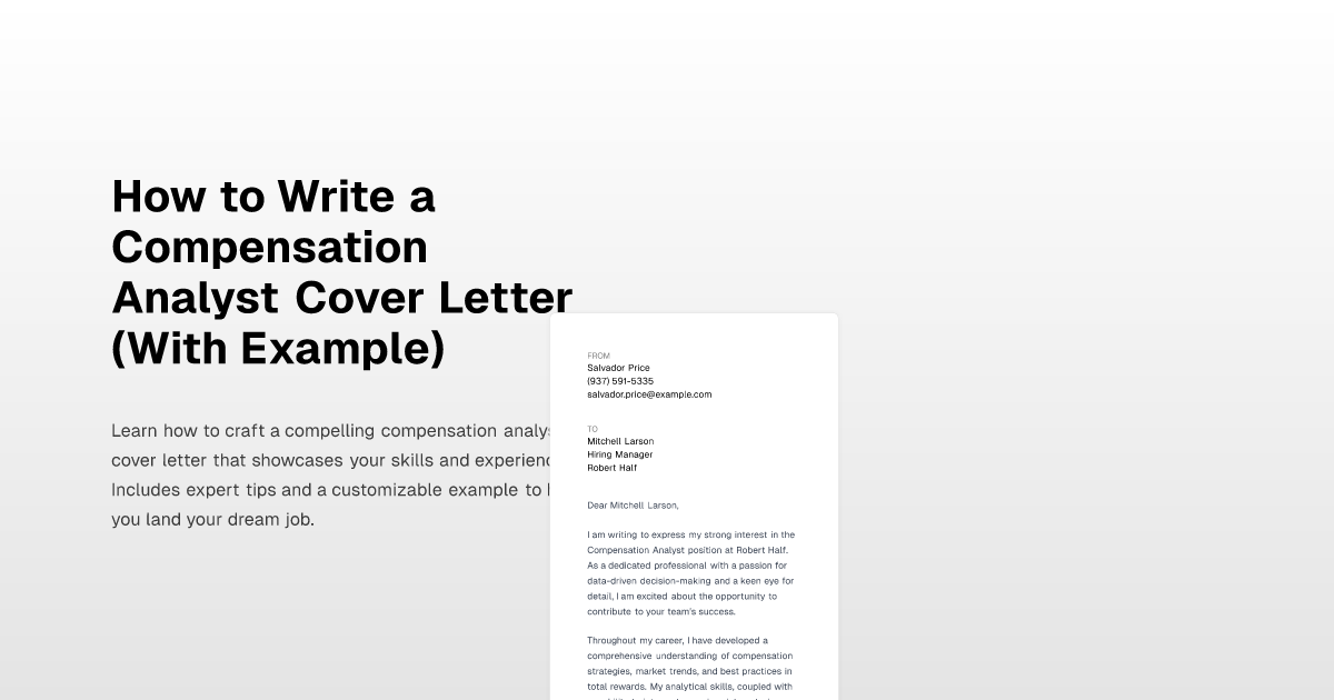 How to Write a Compensation Analyst Cover Letter (With Example)