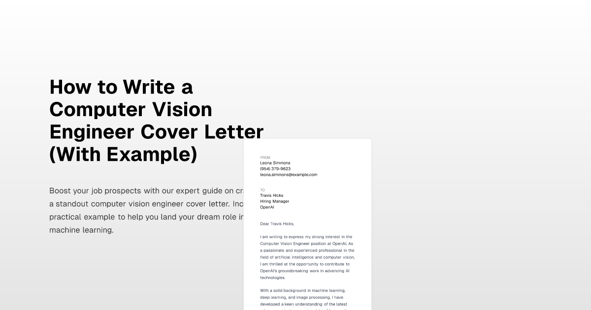 How to Write a Computer Vision Engineer Cover Letter (With Example)