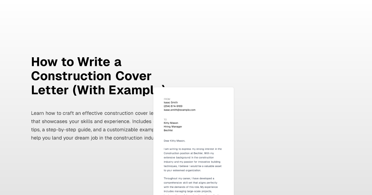 How to Write a Construction Cover Letter (With Example)