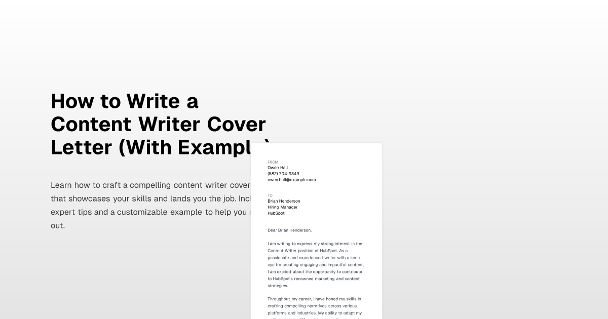 How to Write a Content Writer Cover Letter (With Example)