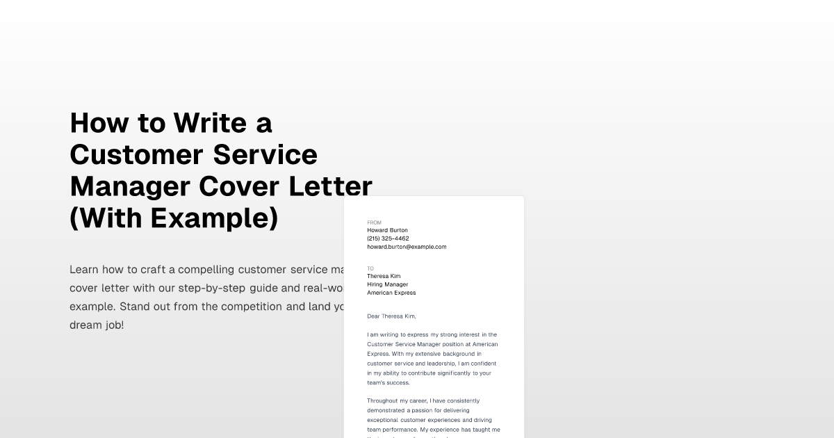 How to Write a Customer Service Manager Cover Letter (With Example)
