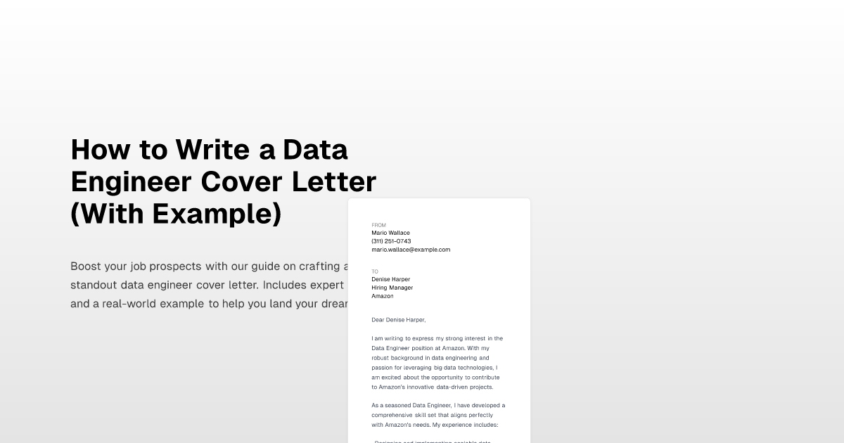How to Write a Data Engineer Cover Letter (With Example)