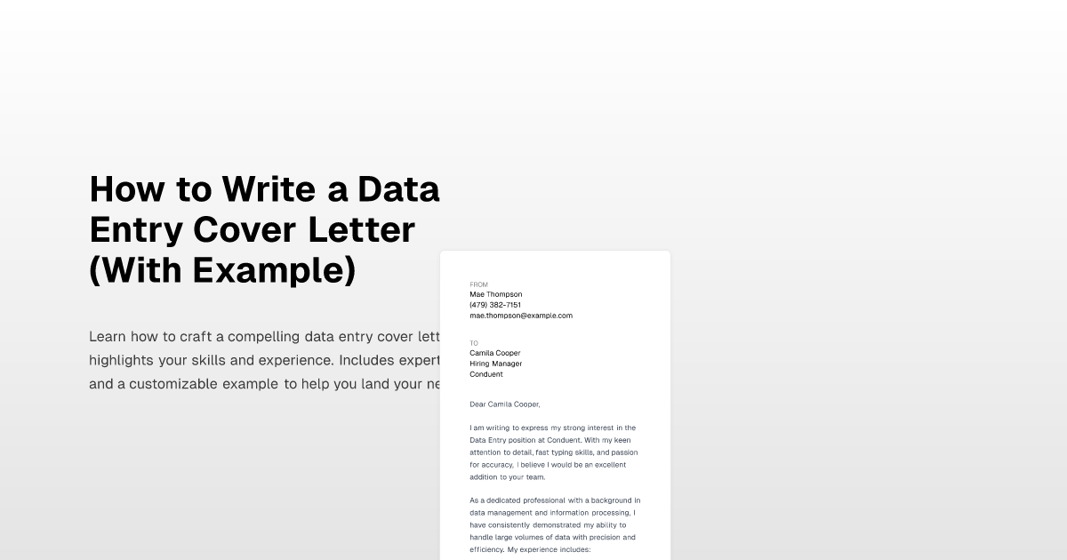 How to Write a Data Entry Cover Letter (With Example)