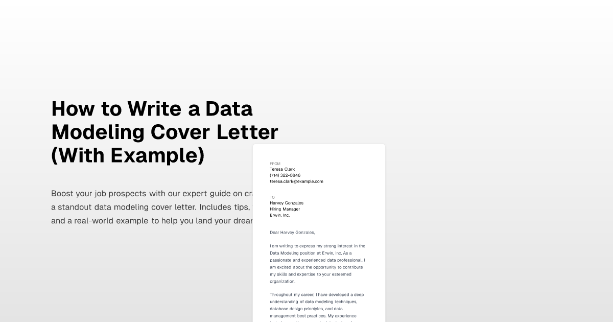 How to Write a Data Modeling Cover Letter (With Example)