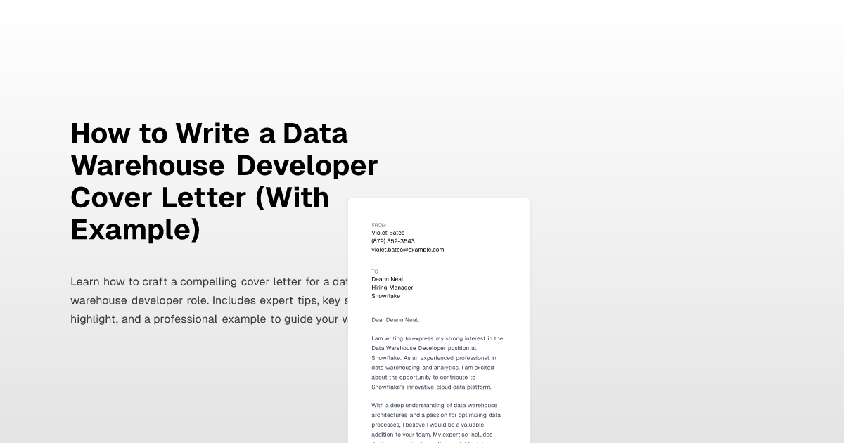 How to Write a Data Warehouse Developer Cover Letter (With Example)