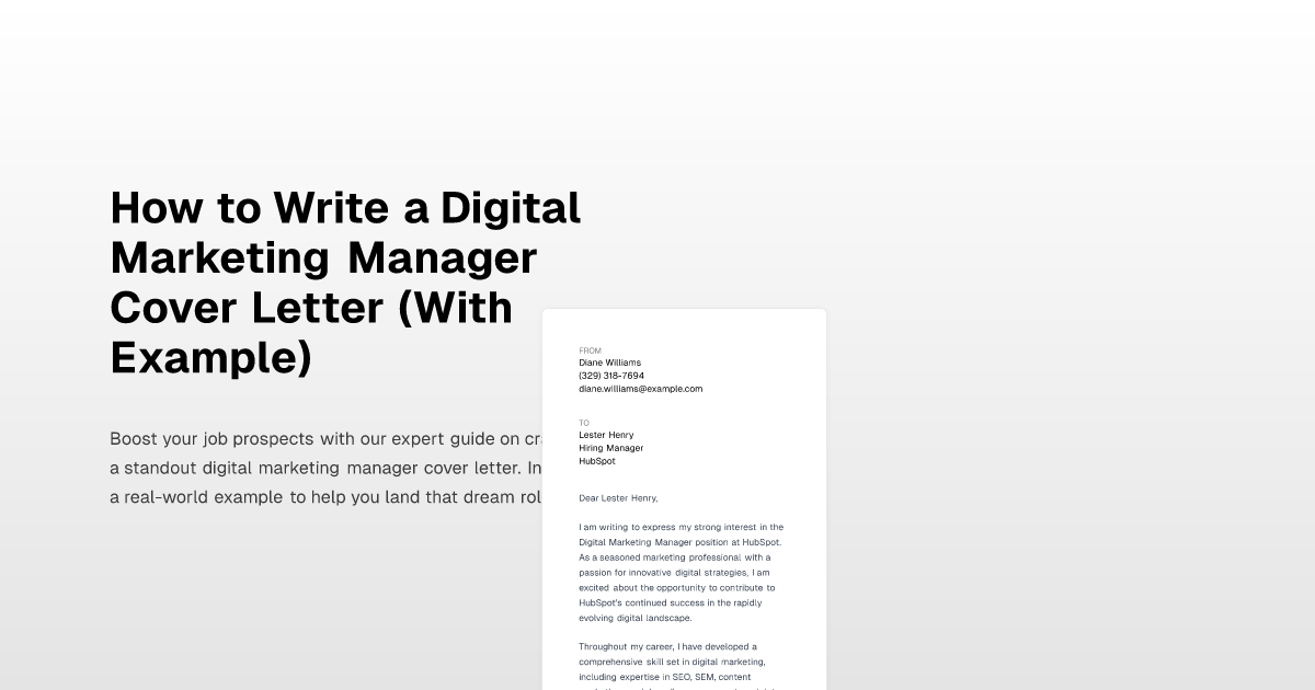 How to Write a Digital Marketing Manager Cover Letter (With Example)