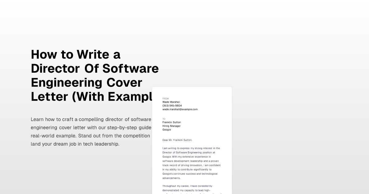 How to Write a Director Of Software Engineering Cover Letter (With Example)
