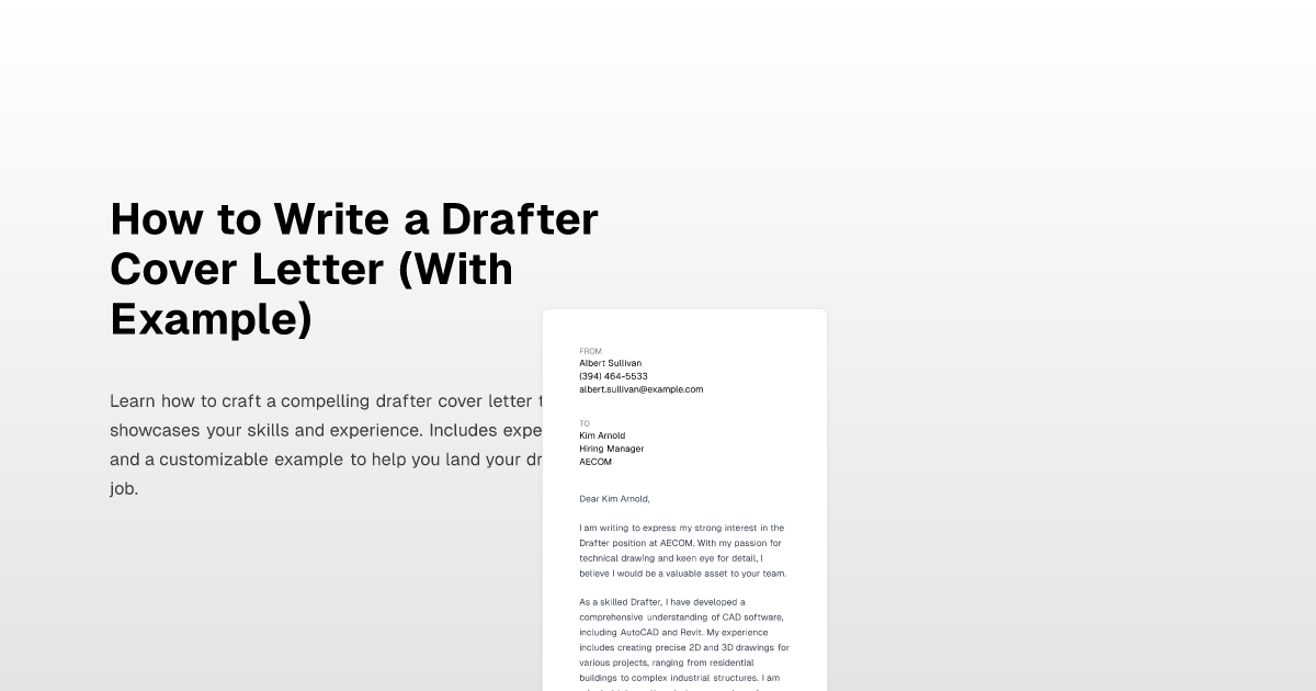 How to Write a Drafter Cover Letter (With Example)