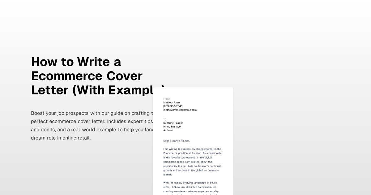 How to Write a Ecommerce Cover Letter (With Example)