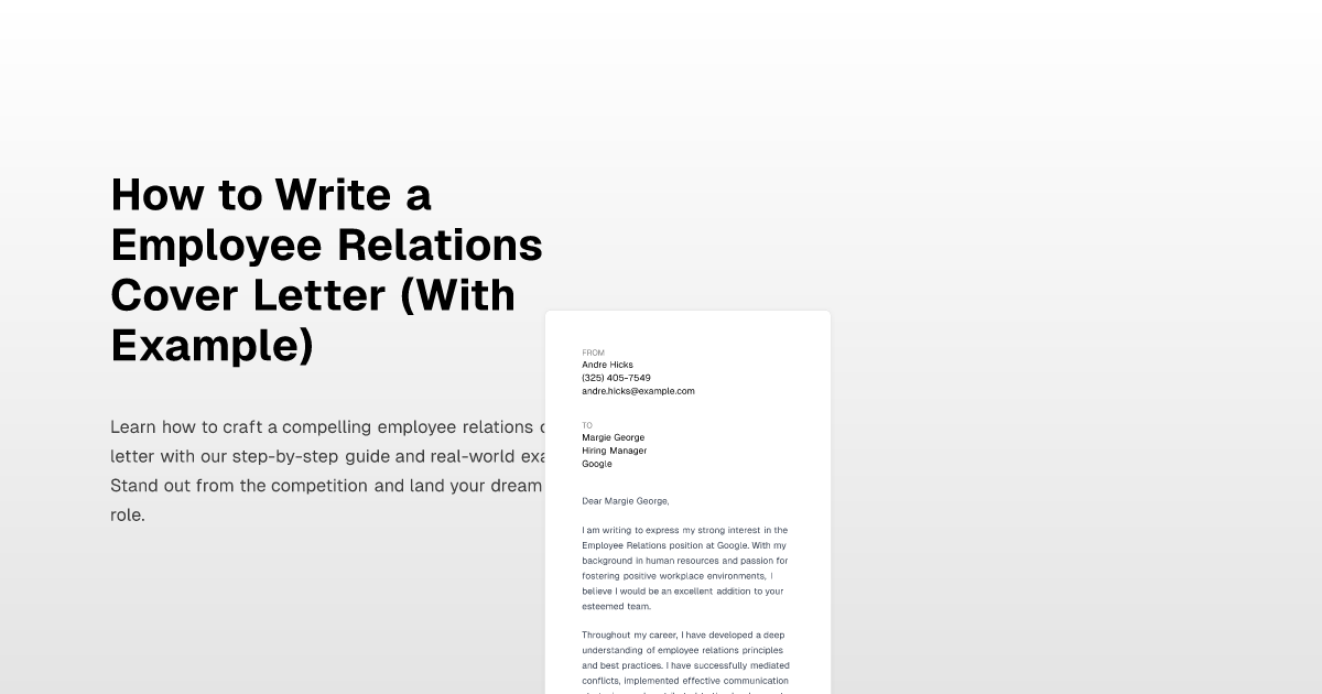 How to Write a Employee Relations Cover Letter (With Example) How to Write a Employee Relations Cover Letter (With Example)