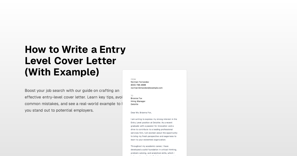 How to Write a Entry Level Cover Letter (With Example)