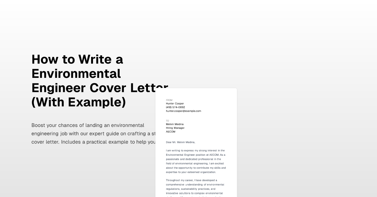 How to Write a Environmental Engineer Cover Letter (With Example)