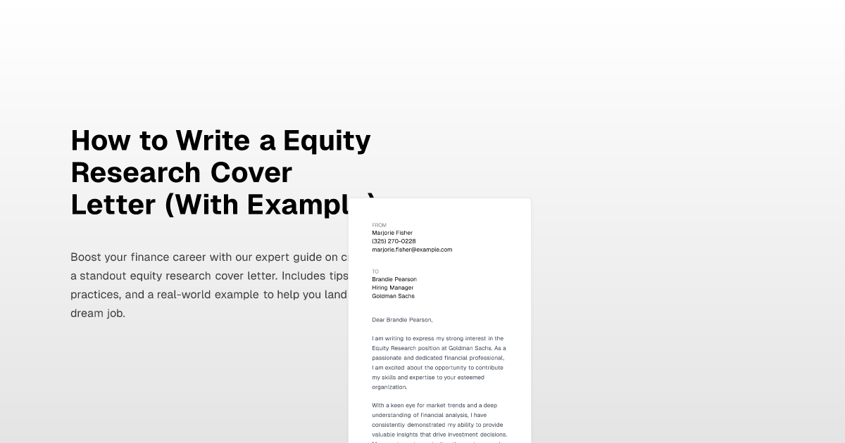 How to Write a Equity Research Cover Letter (With Example)