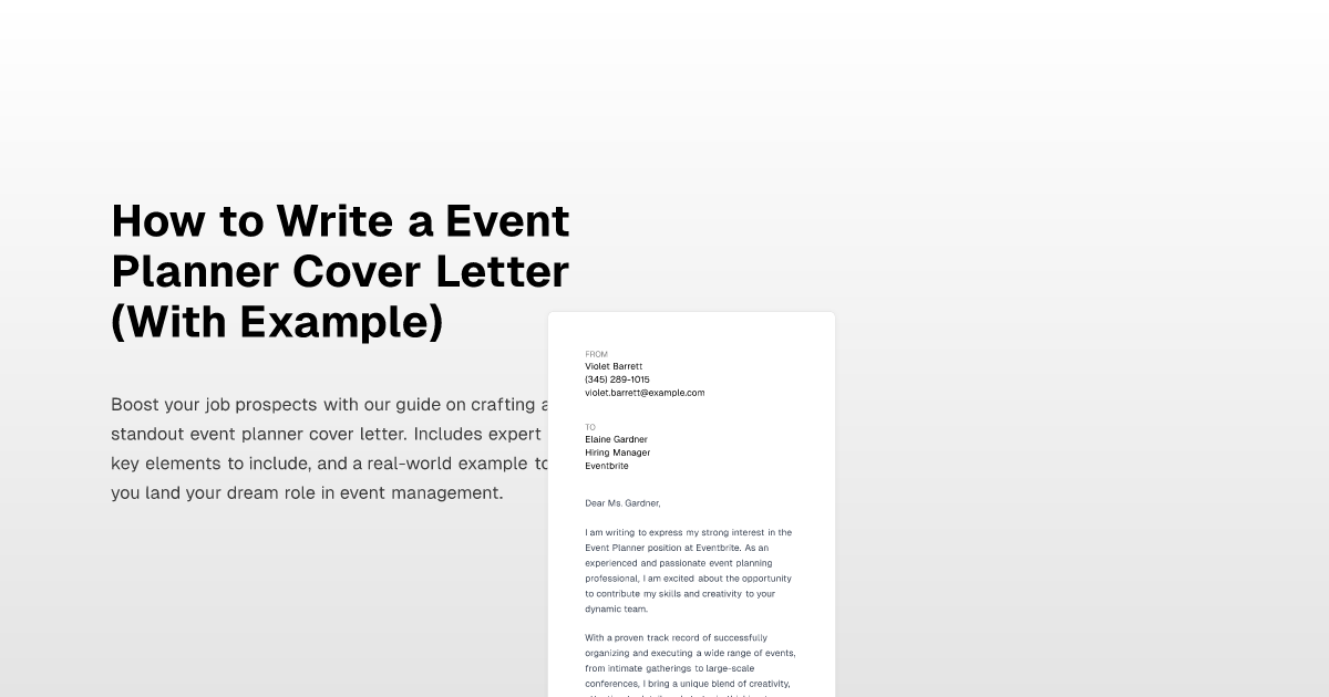 How to Write a Event Planner Cover Letter (With Example)
