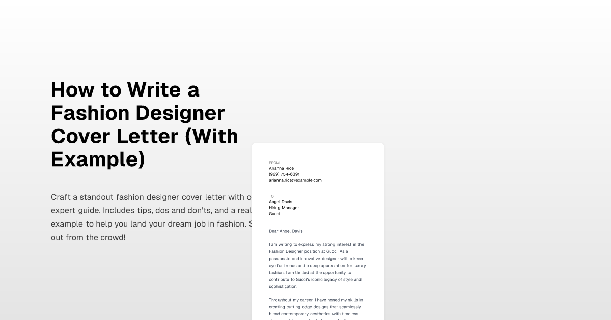 How to Write a Fashion Designer Cover Letter (With Example)