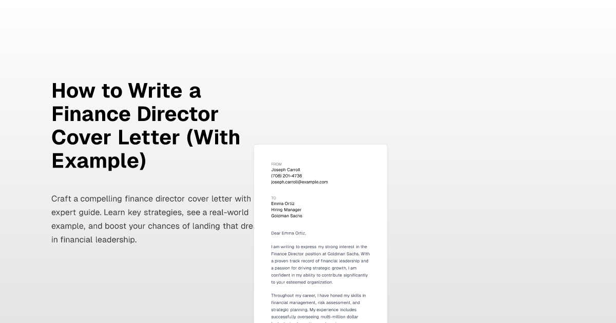 How to Write a Finance Director Cover Letter (With Example)