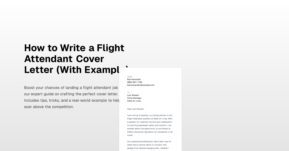 How to Write a Flight Attendant Cover Letter (With Example)