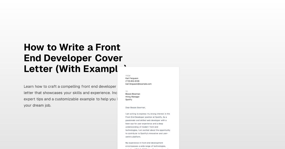 How to Write a Front End Developer Cover Letter (With Example)