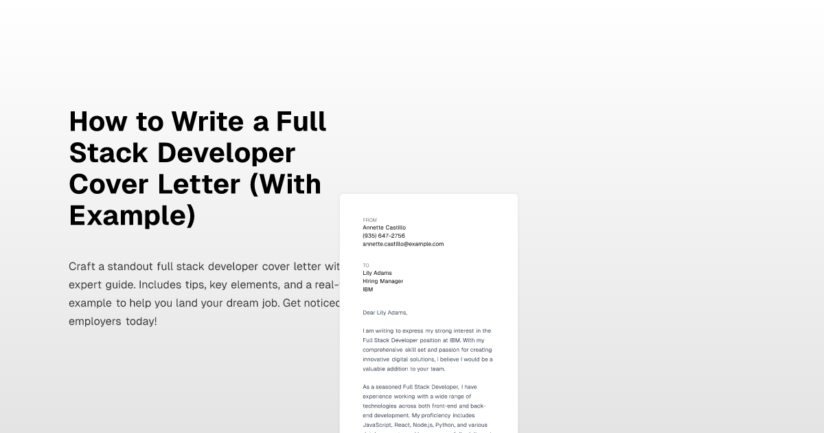 How to Write a Full Stack Developer Cover Letter (With Example)