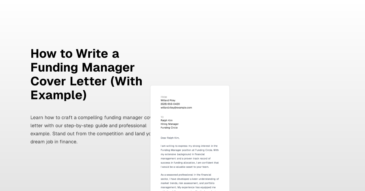 How to Write a Funding Manager Cover Letter (With Example)