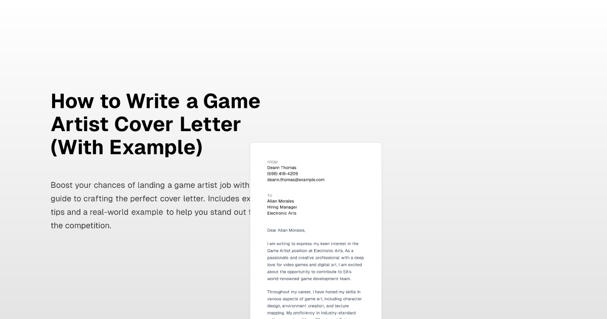 How to Write a Game Artist Cover Letter (With Example)