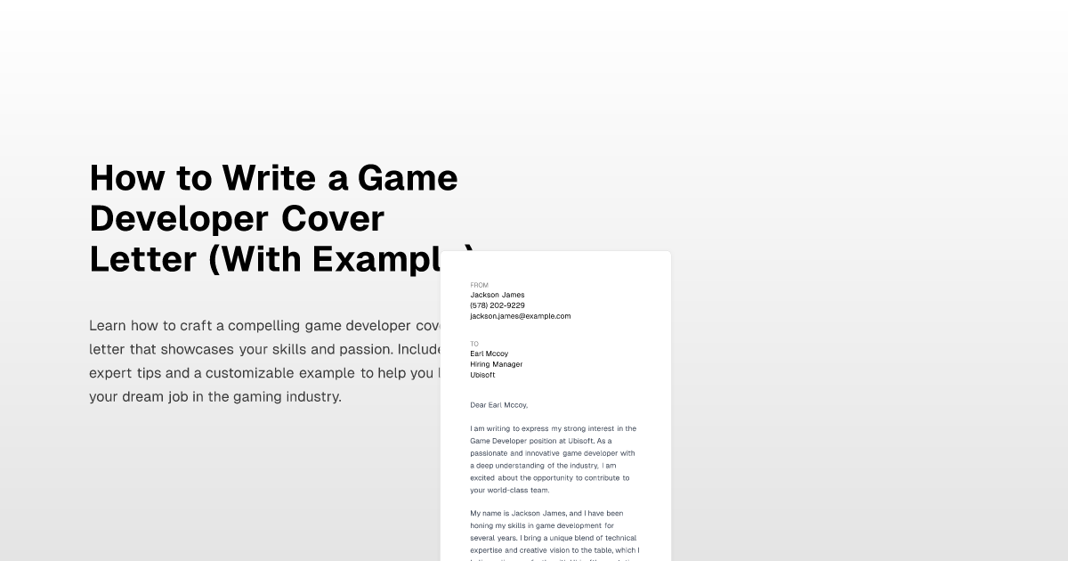 How to Write a Game Developer Cover Letter (With Example)