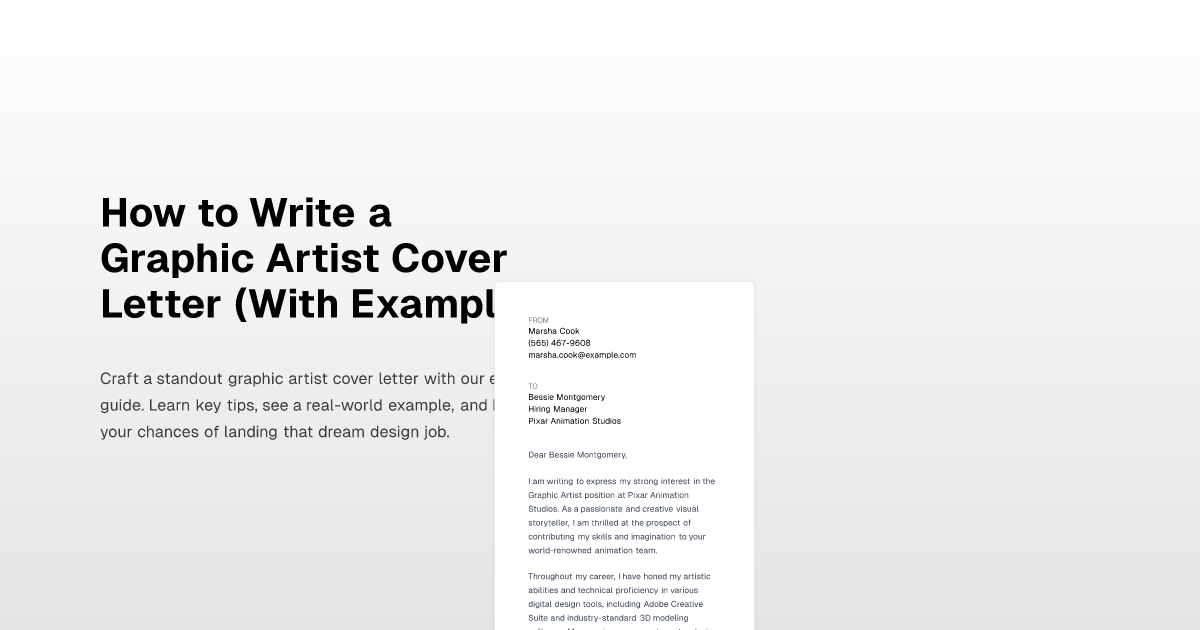 How to Write a Graphic Artist Cover Letter (With Example)