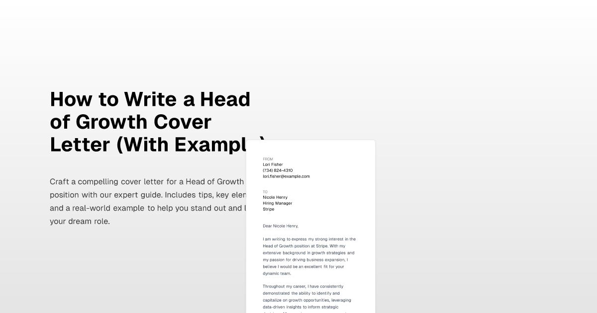 How to Write a Head of Growth Cover Letter (With Example)
