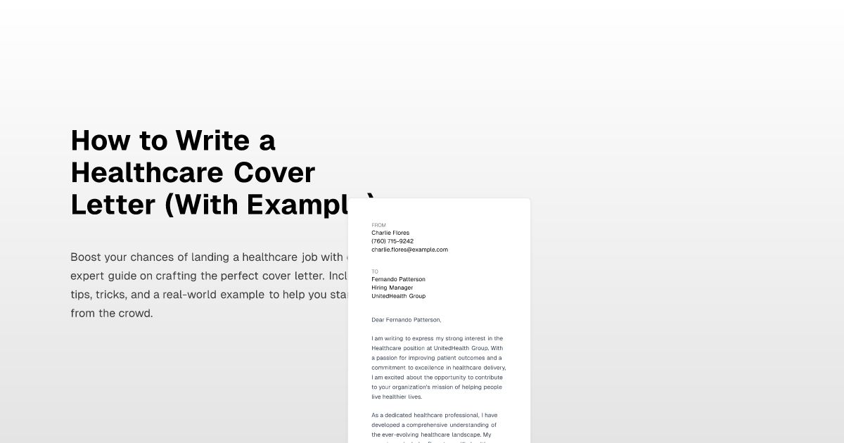 How to Write a Healthcare Cover Letter (With Example)