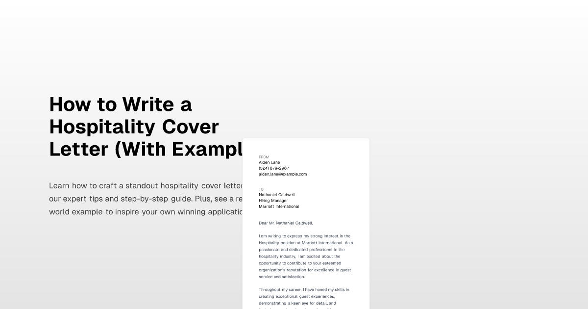 How to Write a Hospitality Cover Letter (With Example)